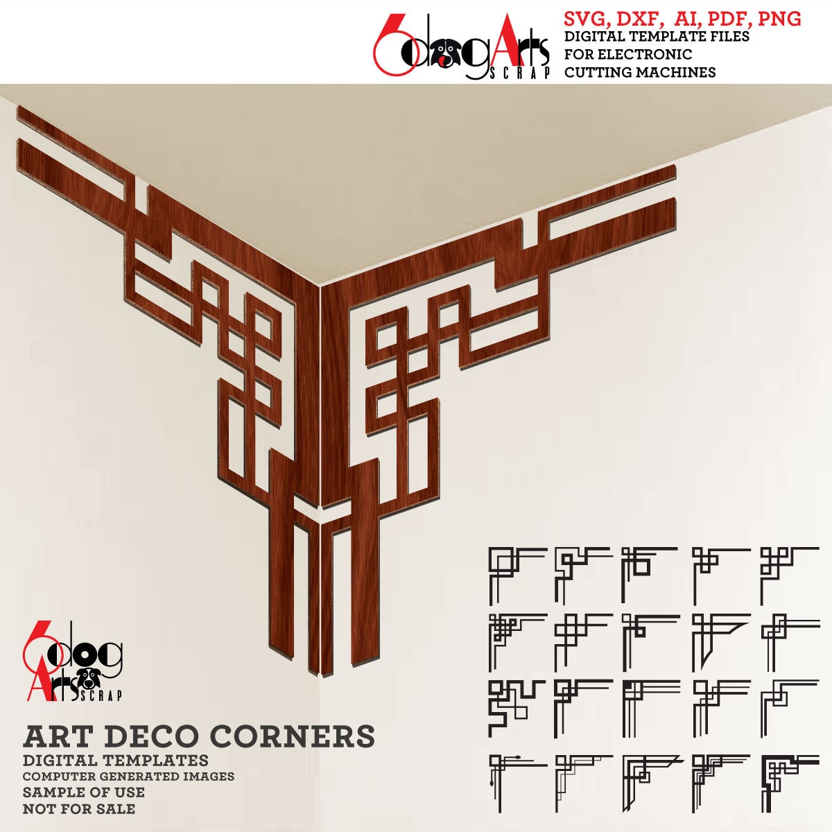 Art Deco Corners SVG DXF Files Bundle Digital Templates Download for ...