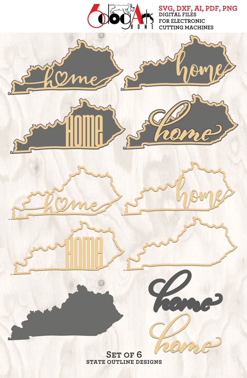 4 Kentucky State Outline Home Wall Decor Layered Templates Vector ...