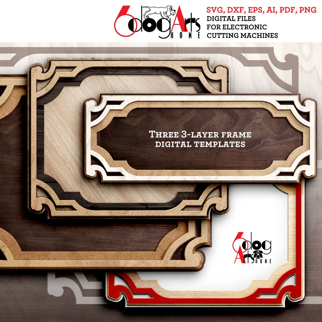 Layered Frame Template Vector Digital SVG DXF Files for Wood Cardboard ...