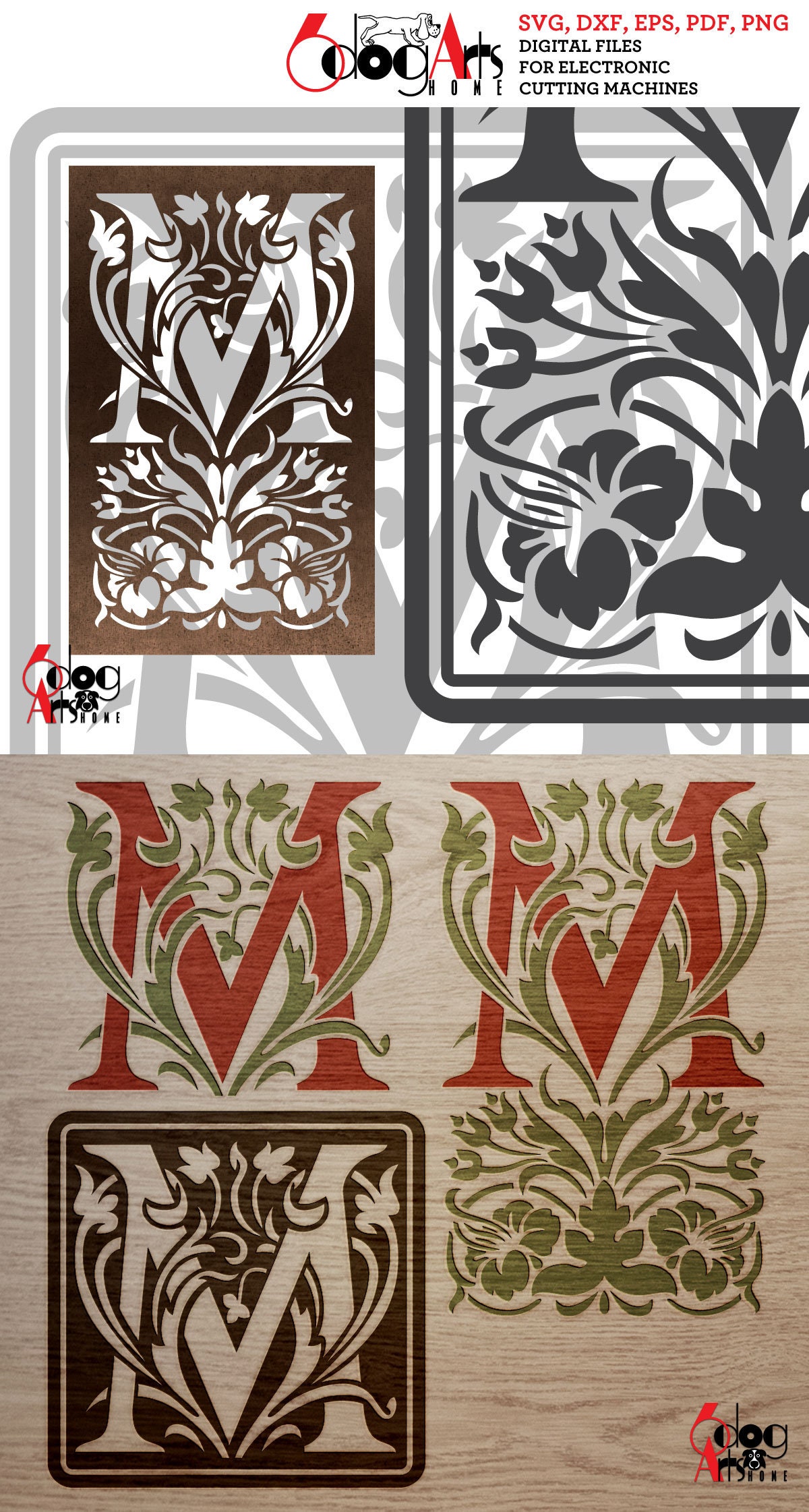 6 Monogram Letter M Templates Digital Vector Files Svg Dxf - Etsy