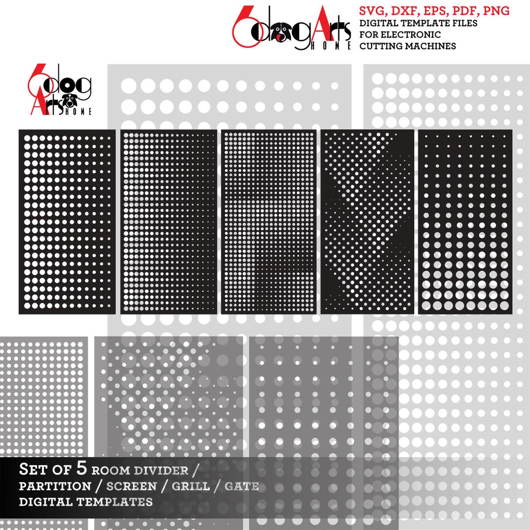 5 Perforated Halftone Gate / Partition SVG / DXF Bundle Digital ...