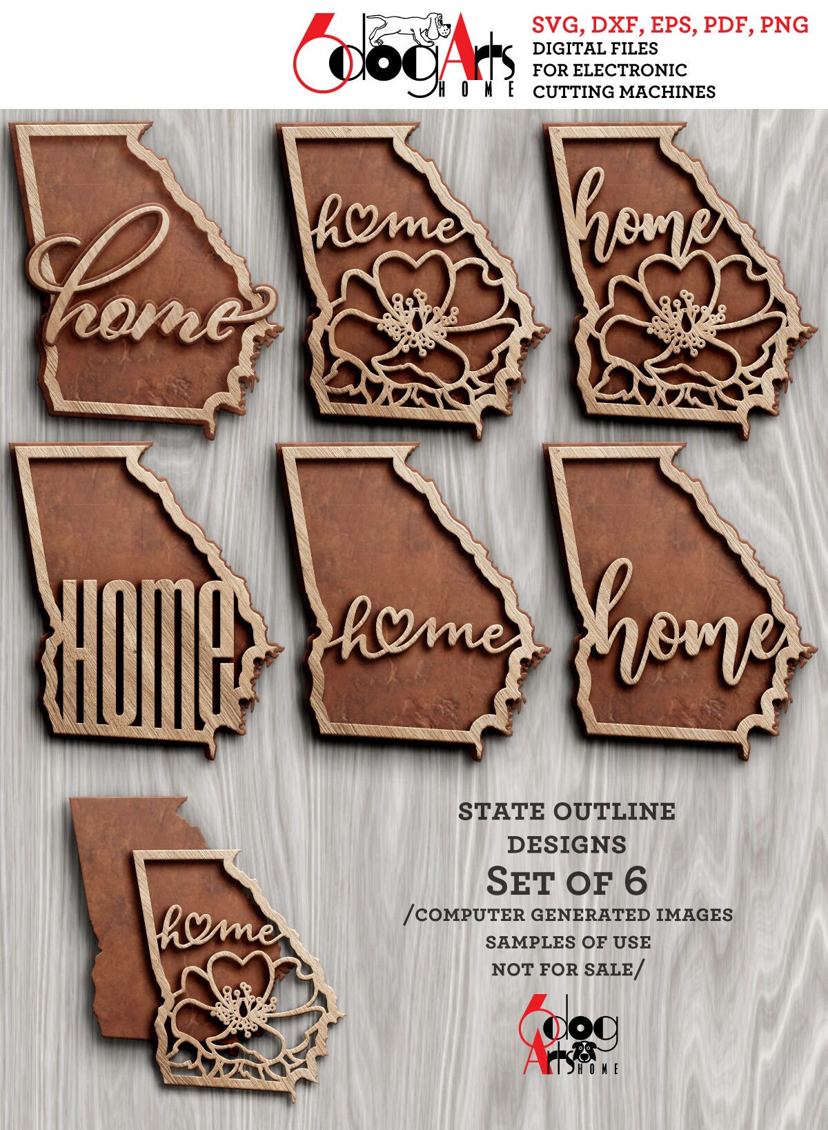6 Georgia State Outline Home Wall Decor Layered Templates - Etsy