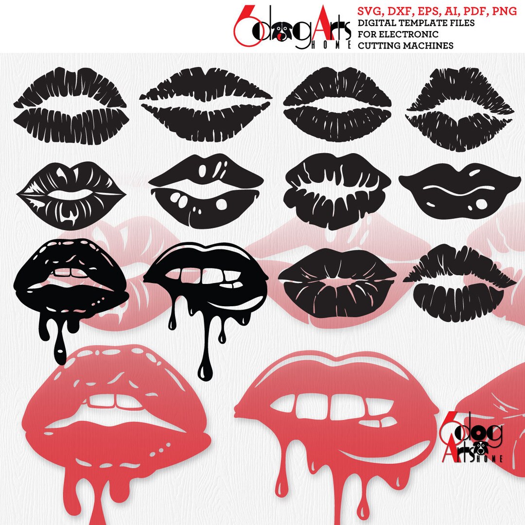 12 Lips Wall Decor Digital Templates SVG DXF Vector Files Instant ...