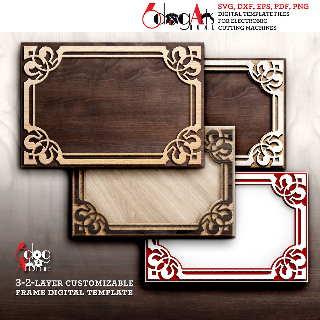 Layered Frame Template Vector Digital SVG DXF Files for Wood Cardboard ...