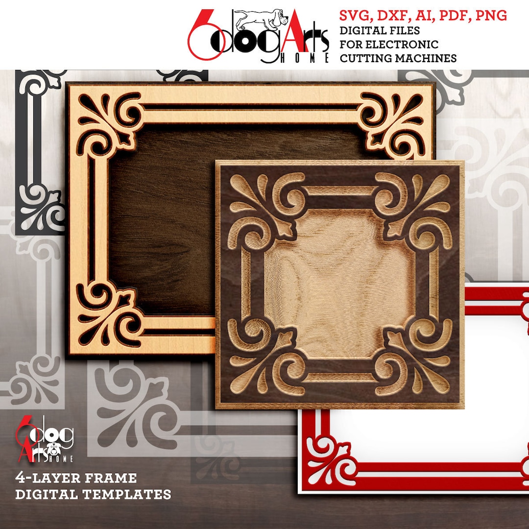 Layered Frame Templates Vector Digital SVG DXF Files for Wood Cardboard ...