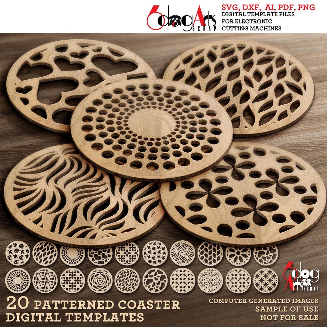 Coaster SVG Templates: 20 Patterned Designs (digital Download) JH-698 ...