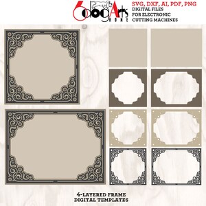 Layered Frame Templates Vector Digital SVG DXF Files for Wood Cardboard ...