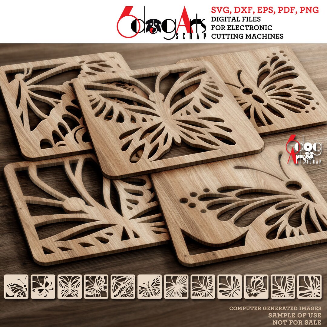 12 Butterfly Coaster Grill Trivet Wall Decor Templates Vector Digital ...