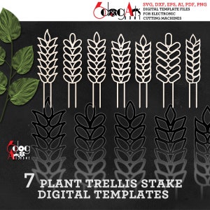 7 House Plant Trellis Stake Templates Vector Digital SVG DXF Files ...