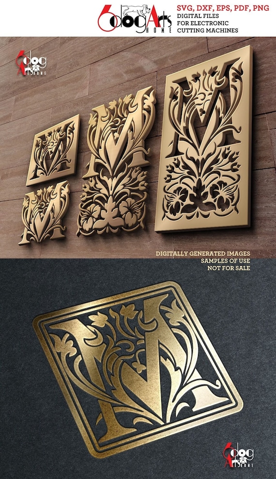 6 Monogram Letter M Templates Digital Vector Files Svg Dxf | Etsy