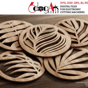 20 Round Foliage Coaster Trivet Wall Decor Templates Vector Digital SVG ...