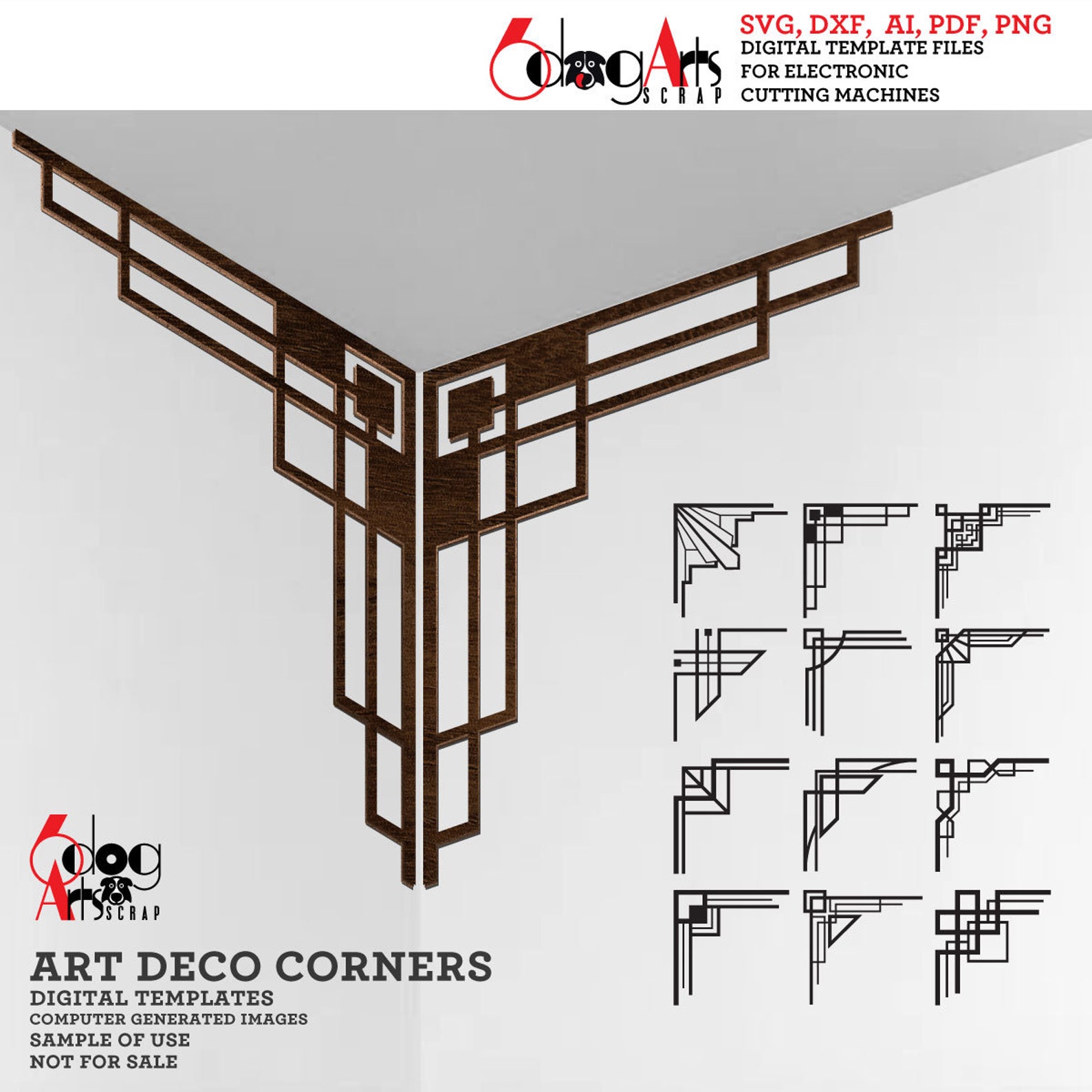 Art Deco Corners SVG DXF Files Bundle Digital Templates Download for ...