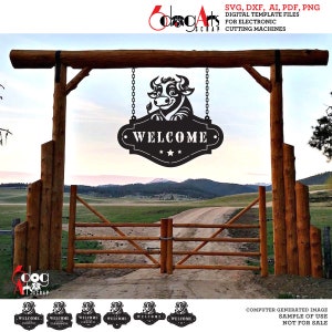 6 (x2) Bull Welcome Sign Digital Templates Vector SVG DXF Files Instant ...