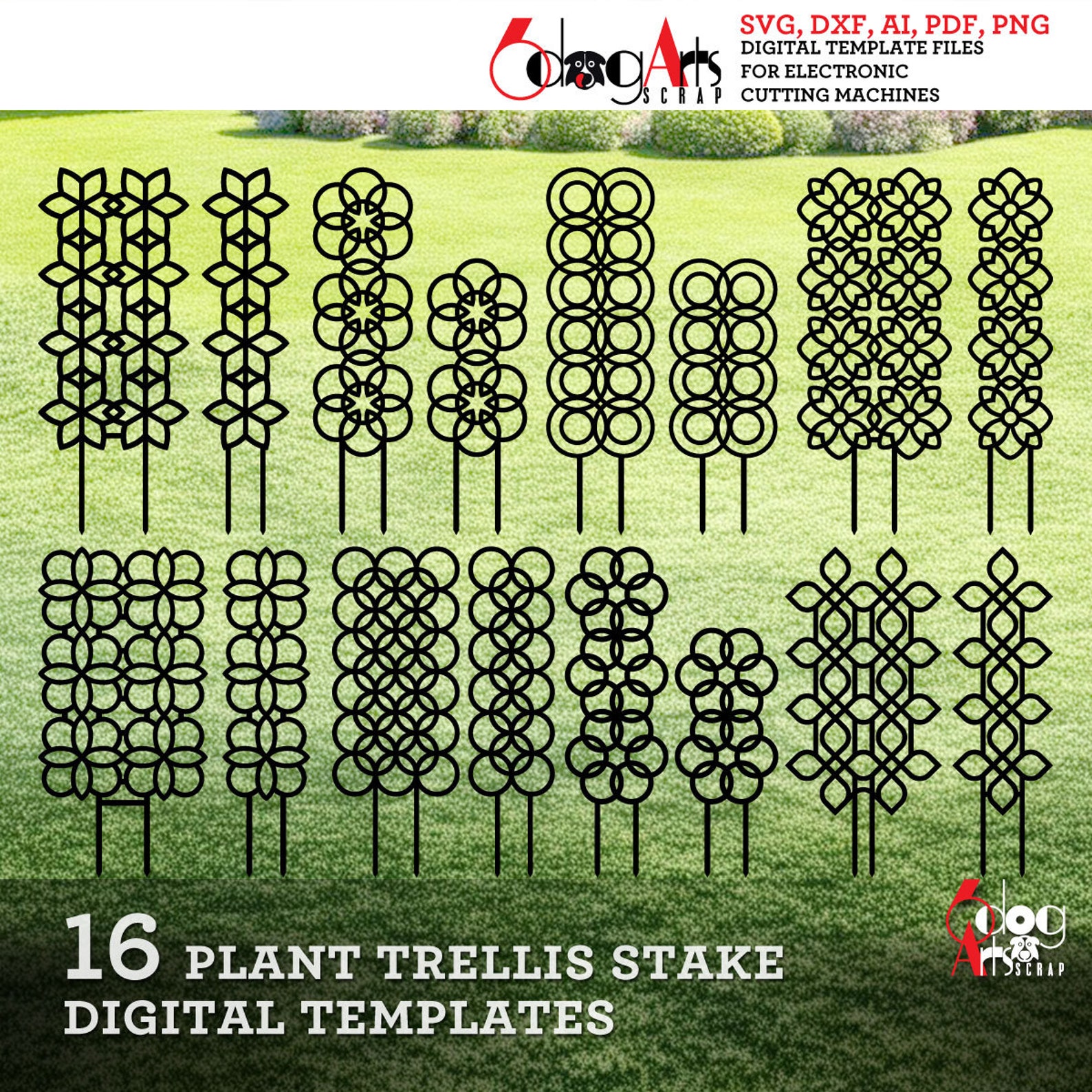 16 House Plant Trellis Stake Templates Vector Digital SVG DXF Files ...