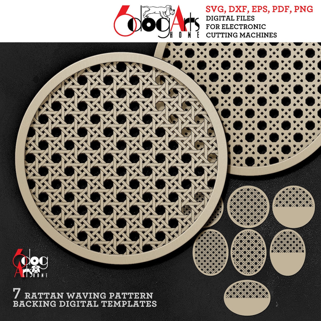 7 Rattan Weaving Pattern Layered Backing Templates Digital SVG DXF ...
