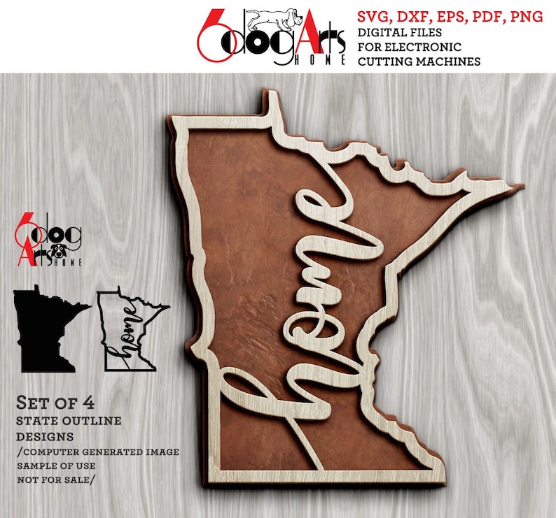 4 Minnesota State Outline Home Wall Decor Layered Templates - Etsy