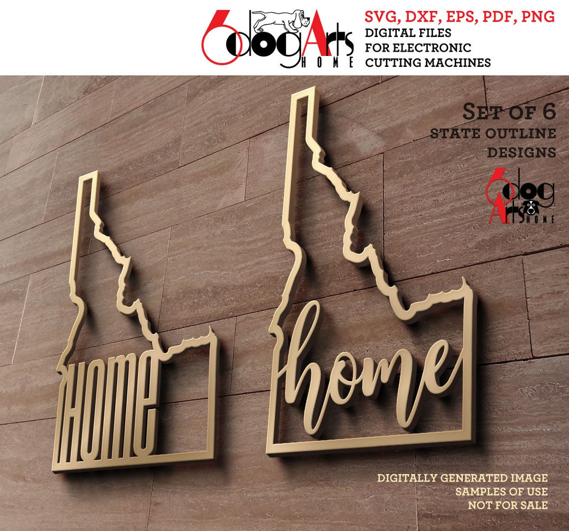 6 Idaho State Outline Home Wall Decor Layered Templates Vector - Etsy