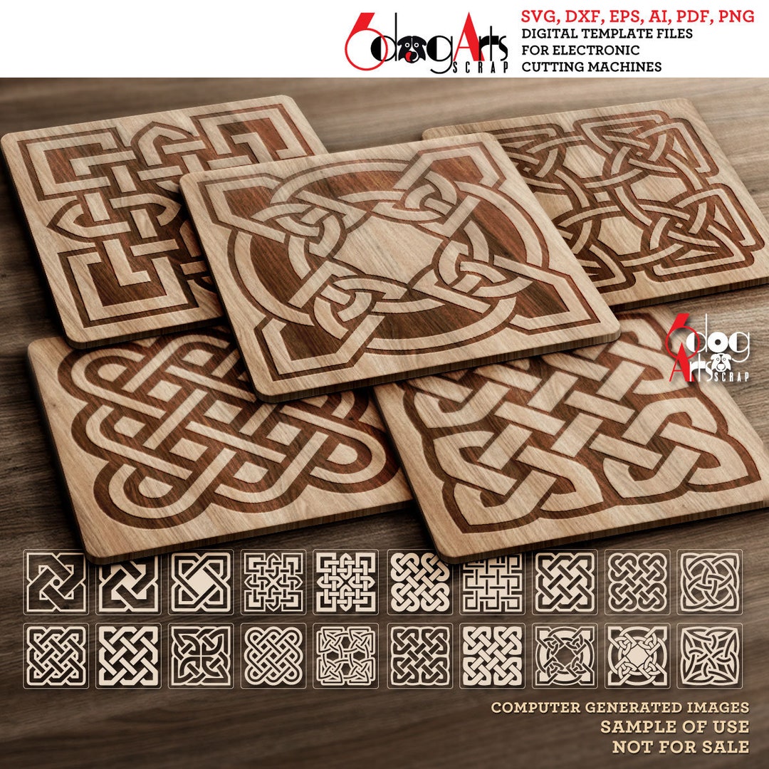 20 Celtic Coaster Trivet Templates Vector Digital SVG DXF Files Instant ...