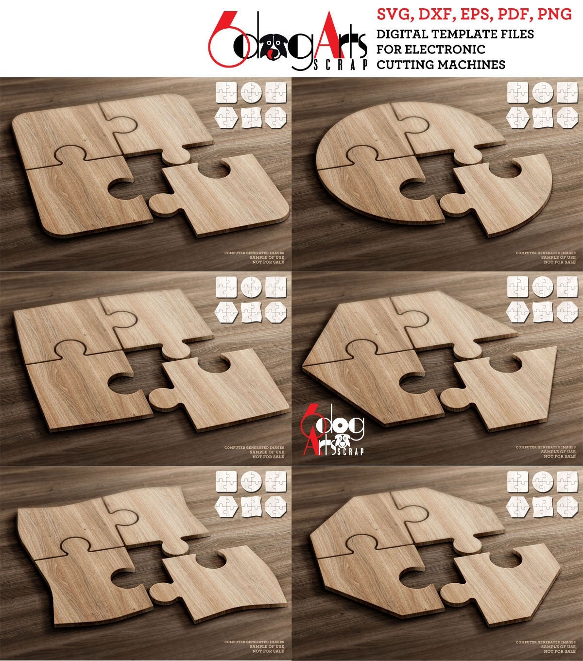 6 Puzzle Coaster Trivet Wall Decor Templates Vector Digital - Etsy