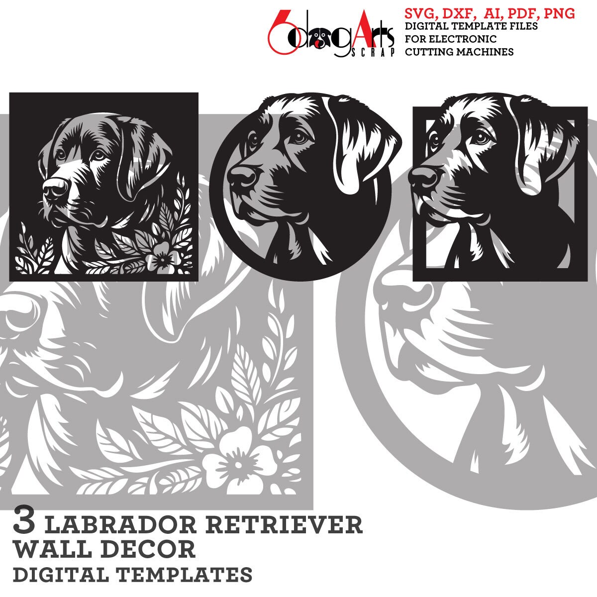 3 SVG Labrador Retriever Wall Decor Digital Templates Instant Download ...