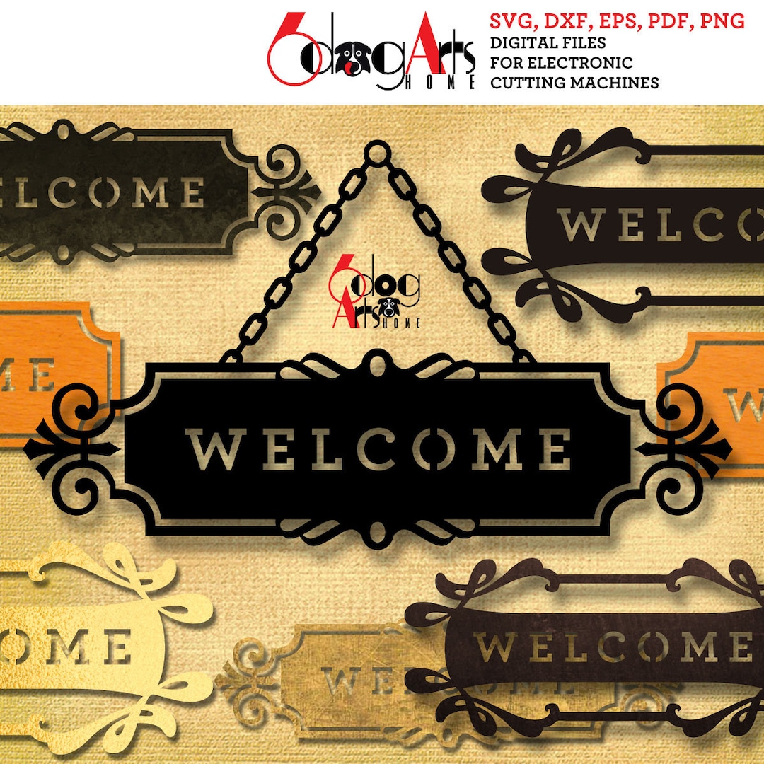 4 Welcome Door Sign Templates Digital Vector Files Svg Dxf Instant ...