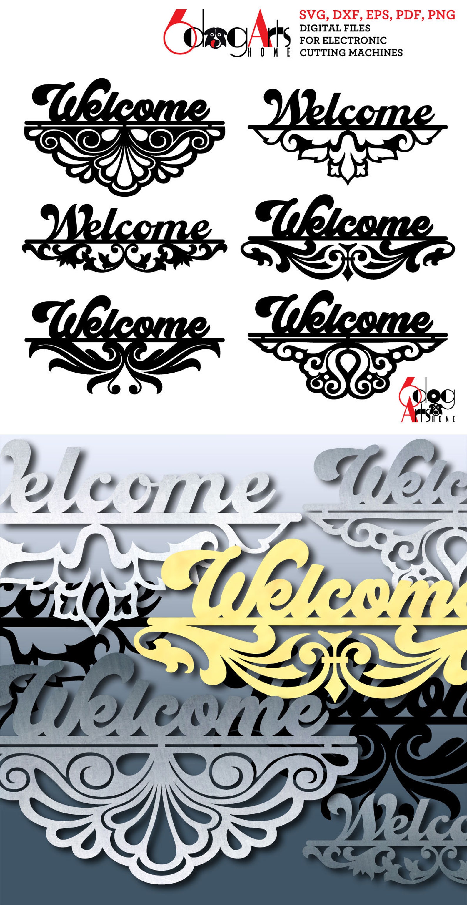 6 Welcome Door Sign Templates Digital Vector Files Svg Dxf Instant ...