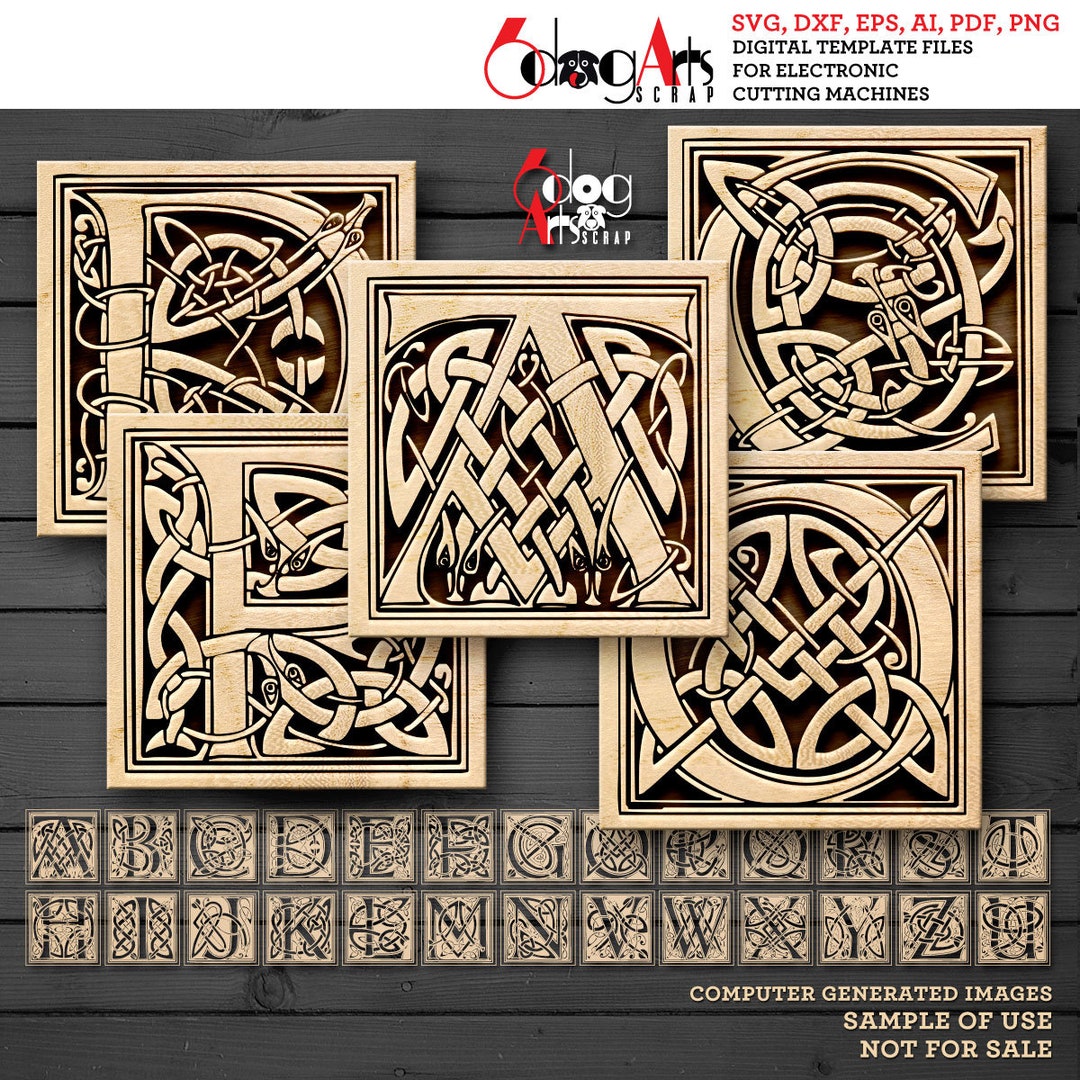 26 Letters Full Alphabet Celtic Coaster Trivet Templates Vector Digital ...