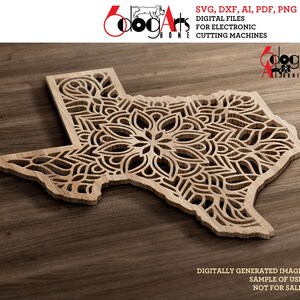 3 Texas State Outline Mandala Wall Decor Layered Templates Vector ...
