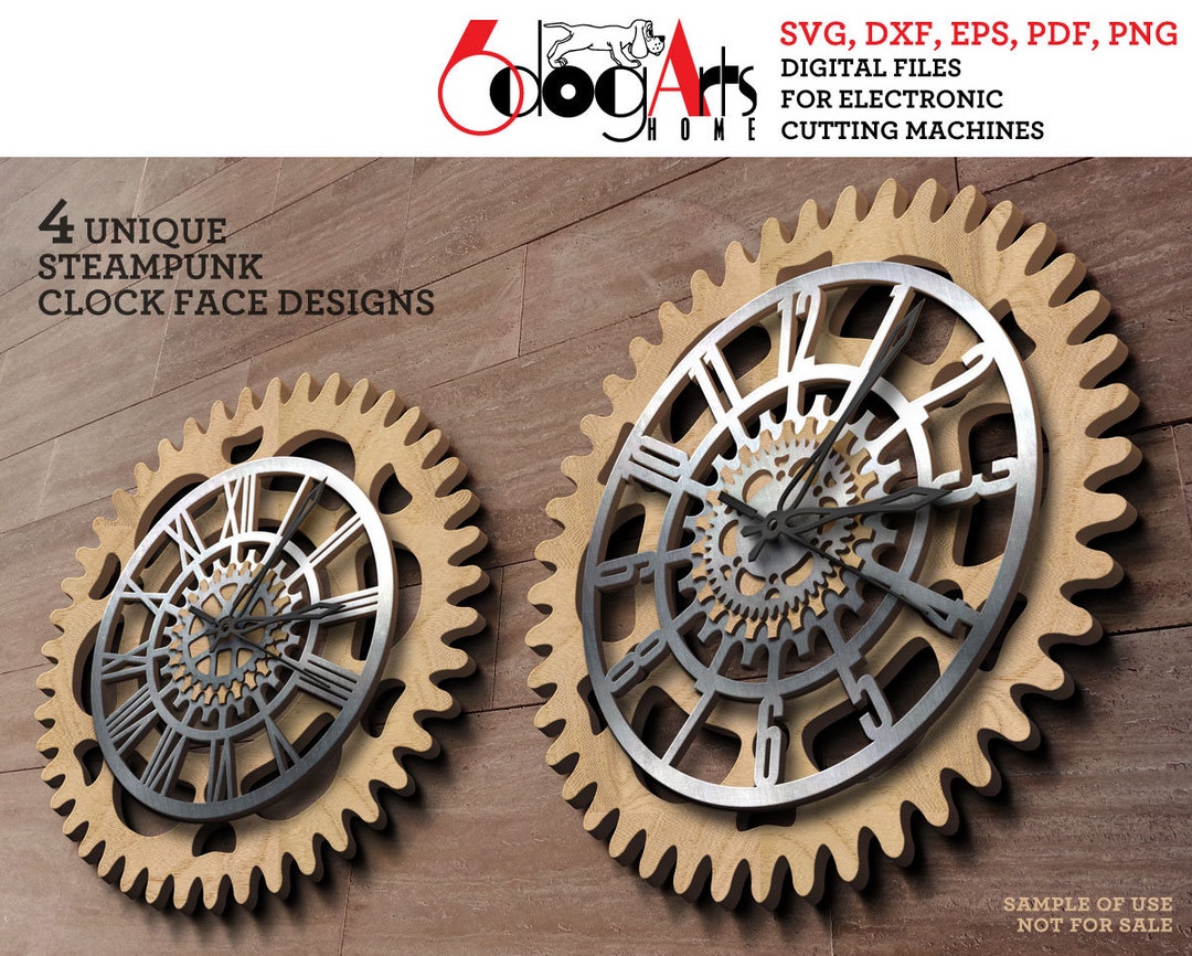 4 Steampunk Wall Clock Face Multilayered Templates Digital - Etsy