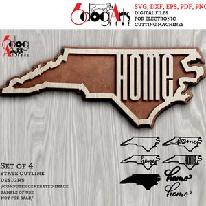 4 North Carolina State Outline Home Wall Decor Layered Templates Vector ...