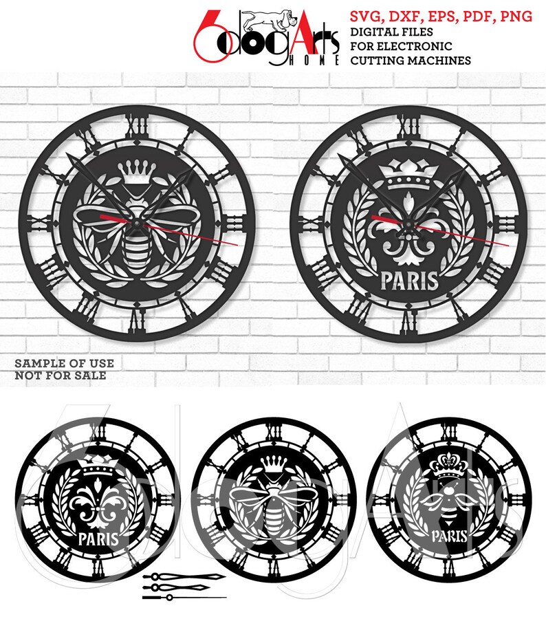 3 Heraldic Paris Wall Clock Templates Digital Vector Files Svg - Etsy