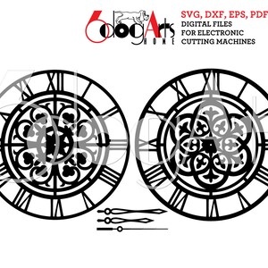 2 Filigree Wall Clock Templates Digital Vector Files Svg Dxf Instant ...