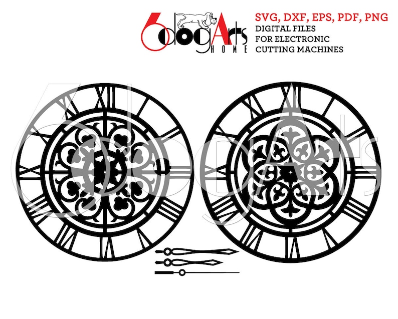 2 Filigree Wall Clock Templates Digital Vector Files Svg Dxf - Etsy