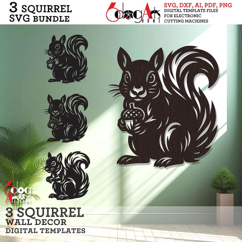 Squirrel 3 SVG Digital Templates Bundle • Instant Download • Farmhouse ...