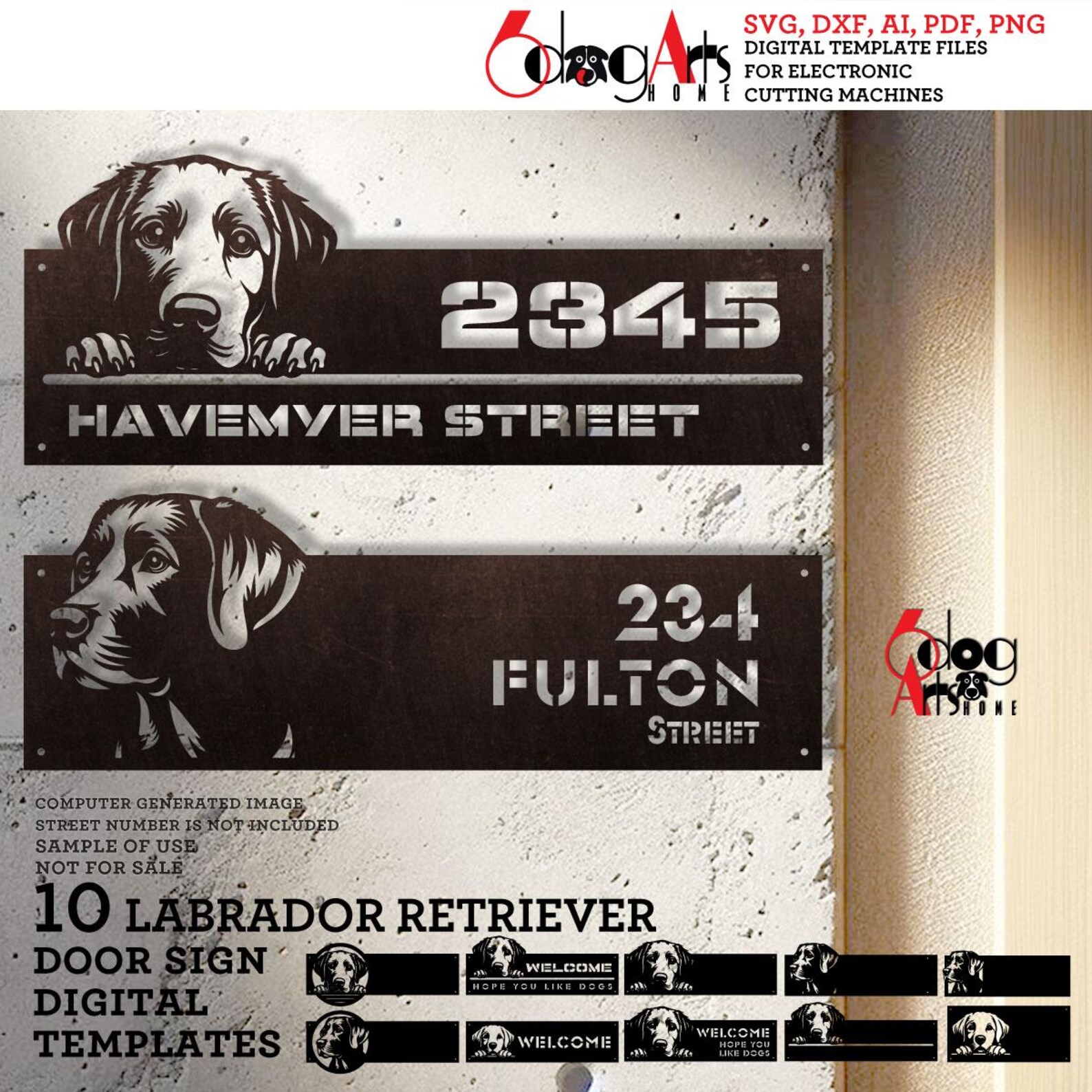 10 Labrador Retriever Welcome Door Sign Digital Templates Vector SVG ...
