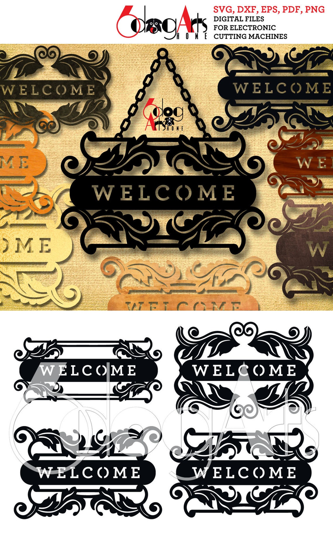4 Welcome Door Sign Templates Digital Vector Files Svg Dxf - Etsy