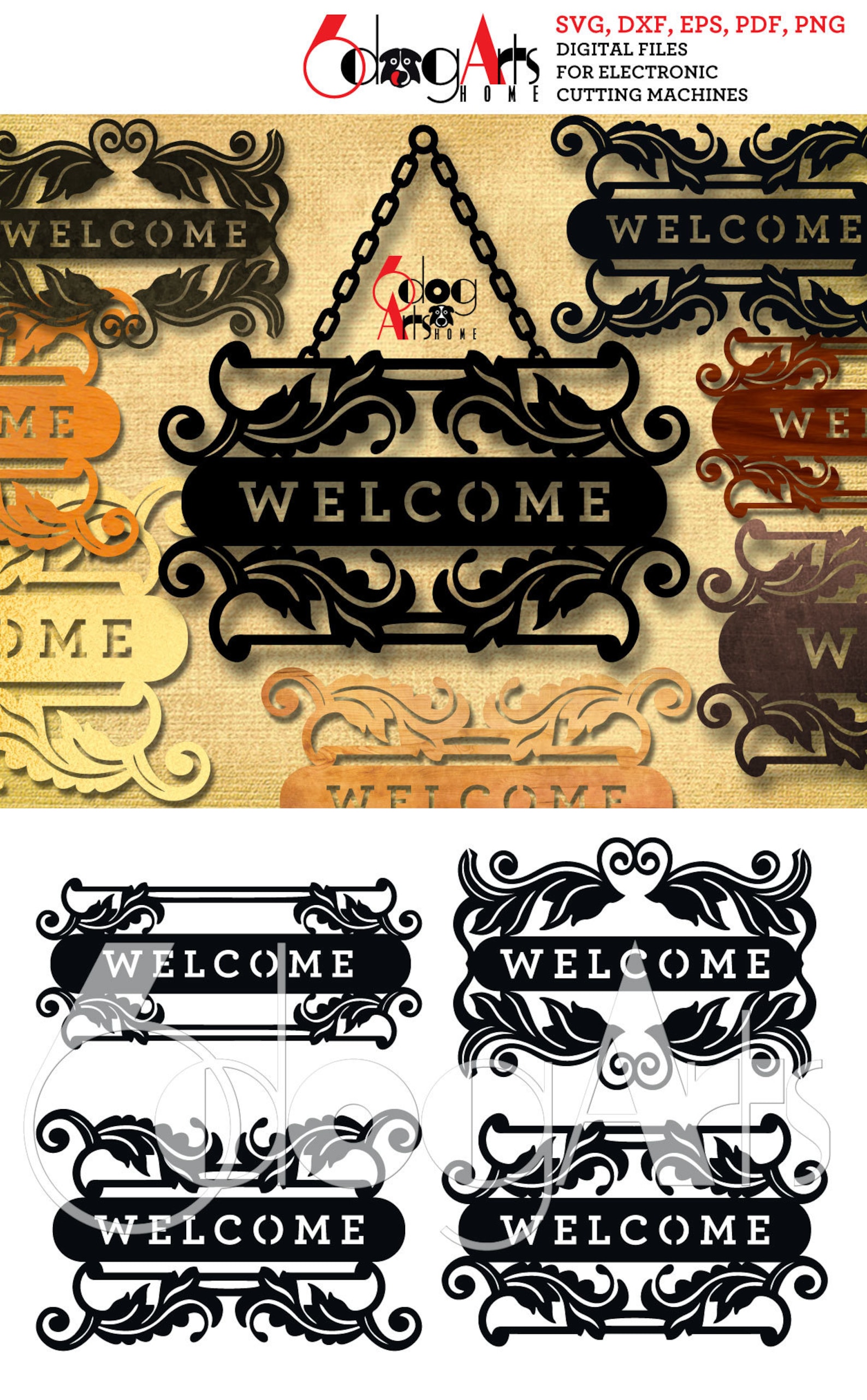4 Welcome Door Sign Templates Digital Vector Files Svg Dxf - Etsy
