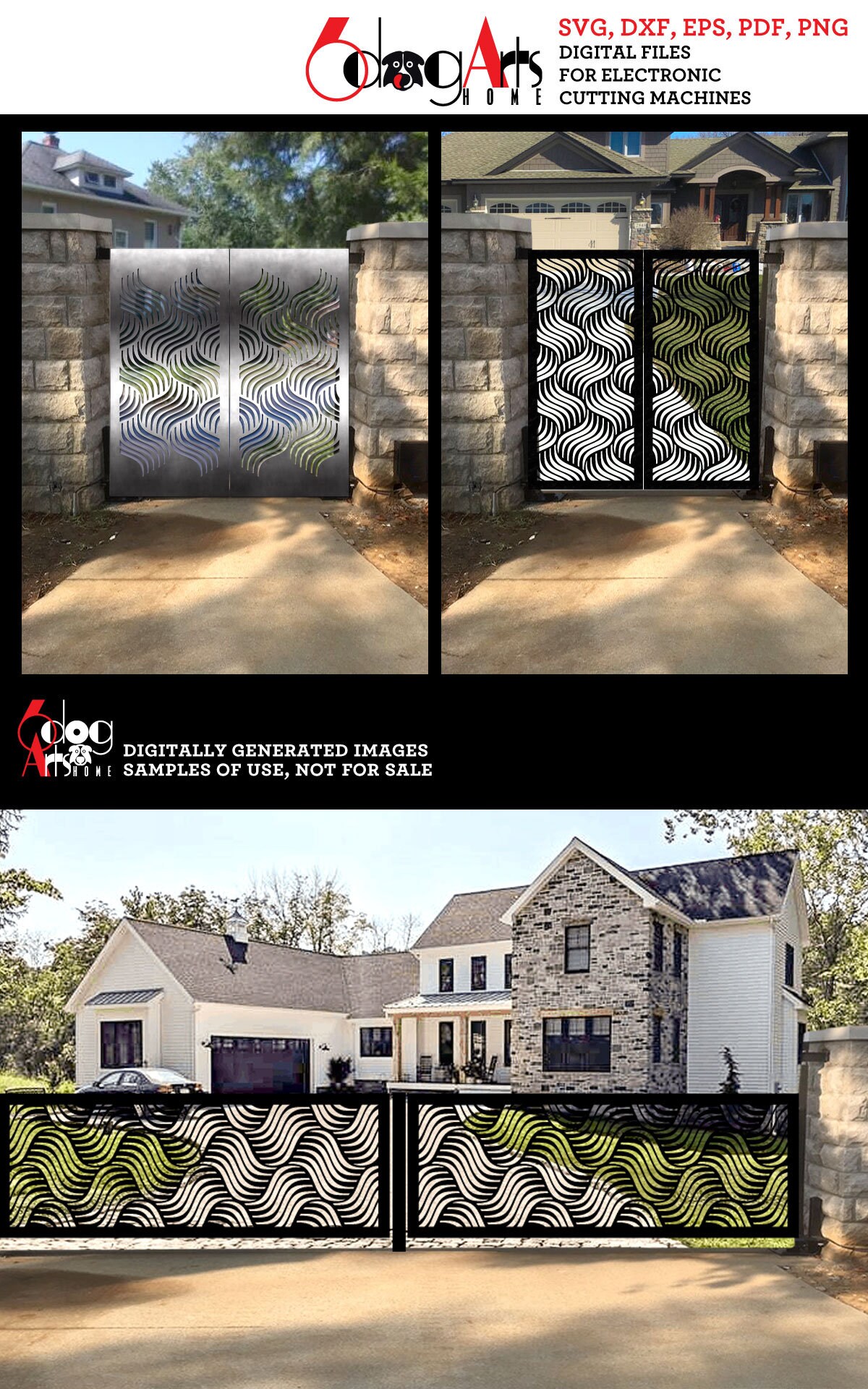 8 Wavy Gate Grill Partition Templates Digital Svg Dxf Files - Etsy