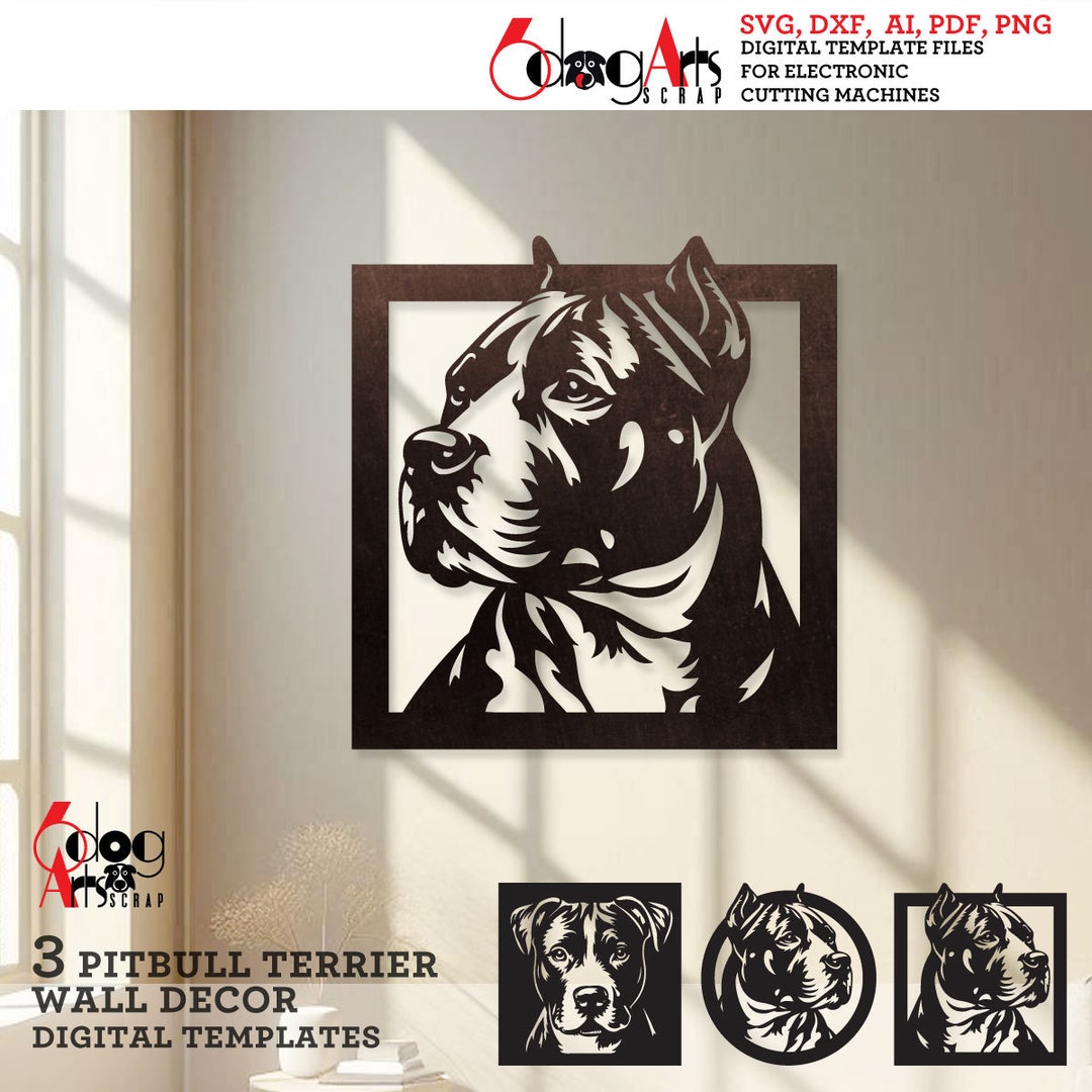 Pitbull Dog SVG Bundle: Laser Cut Files, CNC, Cricut (digital Download ...