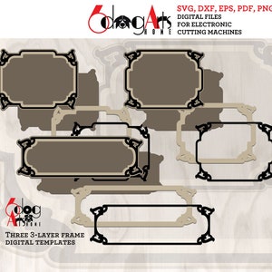 3 Layered Frame Templates Vector Digital SVG DXF Files for Wood ...
