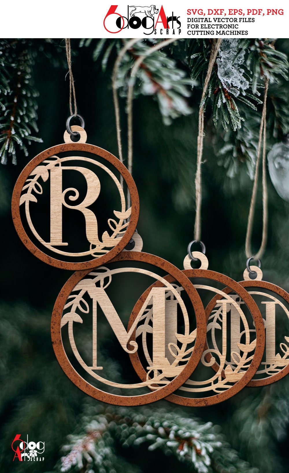 26 Monogram Christmas Ornament Templates Full Alphabet Digital - Etsy