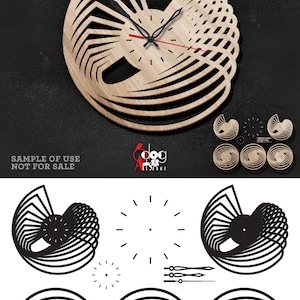 2 Minimalist Wall Clock Templates Digital Vector Files Svg Dxf Download ...