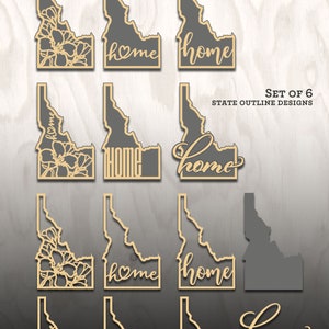 6 Idaho State Outline Home Wall Decor Layered Templates Vector Digital ...