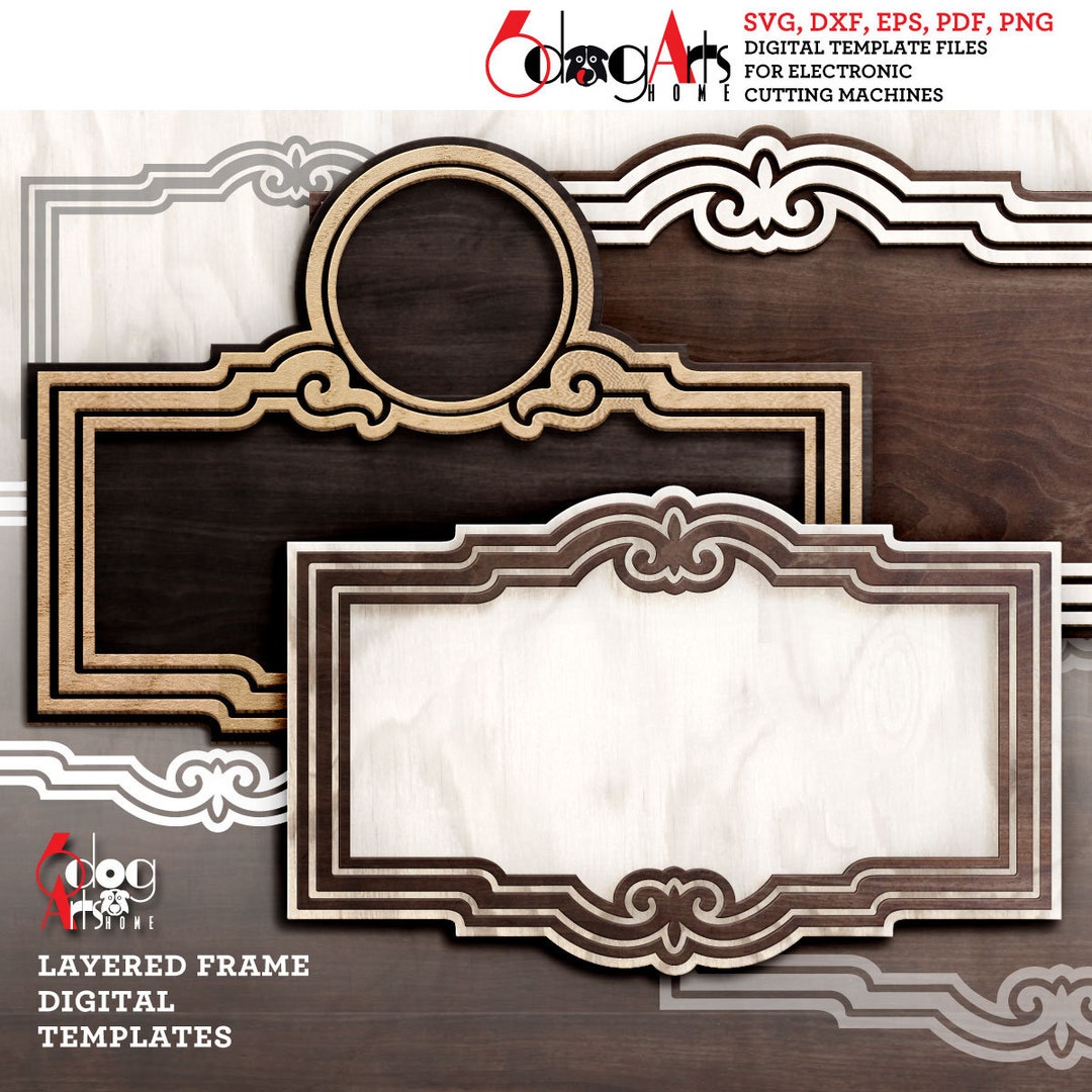 Vintage Layered Frame Templates Vector Digital SVG DXF Files for Wood ...