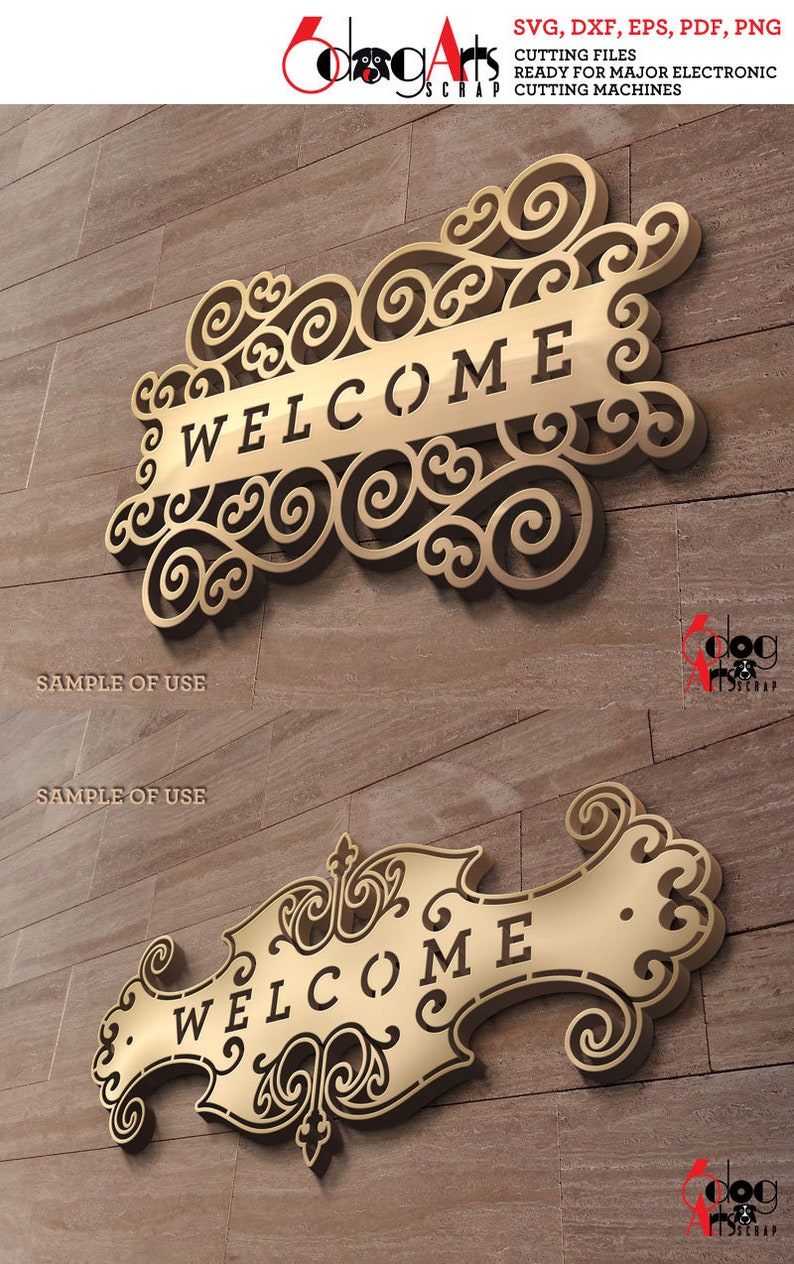 5 Welcome Door Sign Templates Digital Vector Files Svg Dxf | Etsy