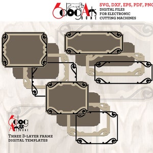 Layered Frame Template Vector Digital SVG DXF Files for Wood Cardboard ...