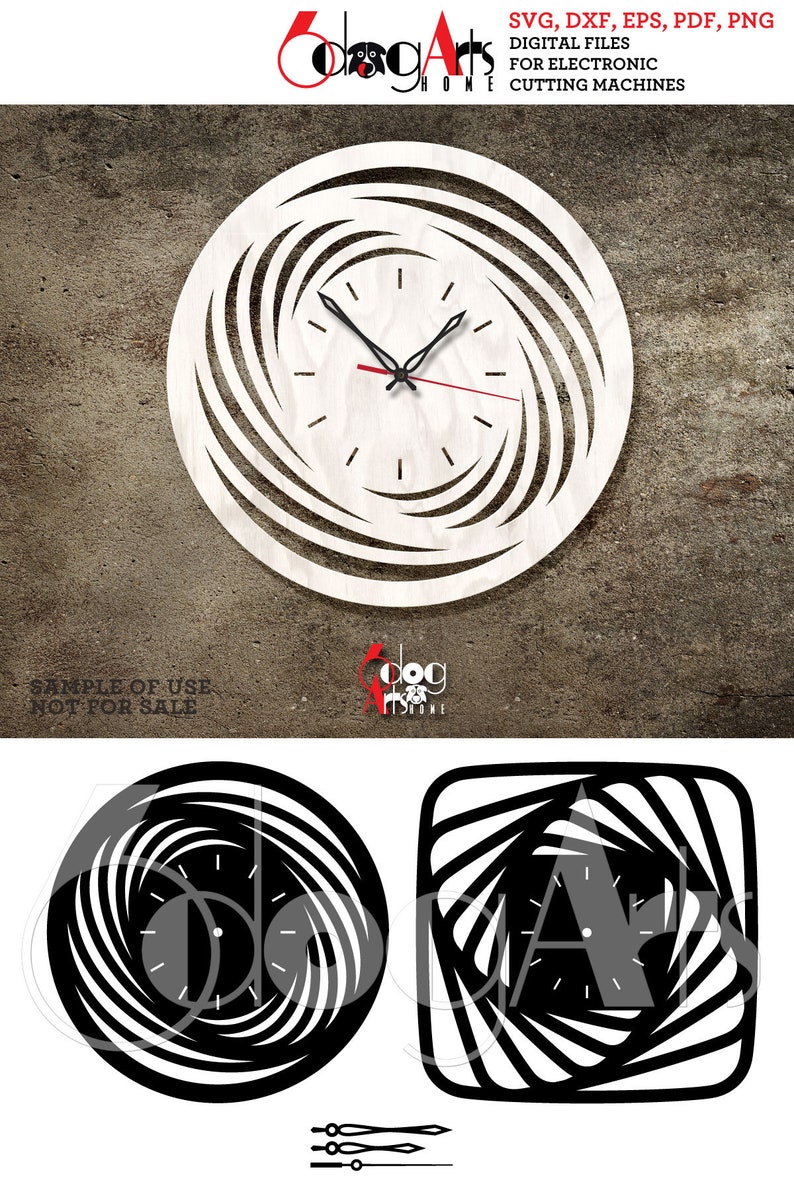 2 Minimalist Wall Clock Templates Digital Vector Files Svg Dxf - Etsy