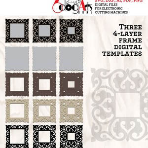 3 Ornate Layered Frame Template Vector Digital SVG DXF Files Download ...