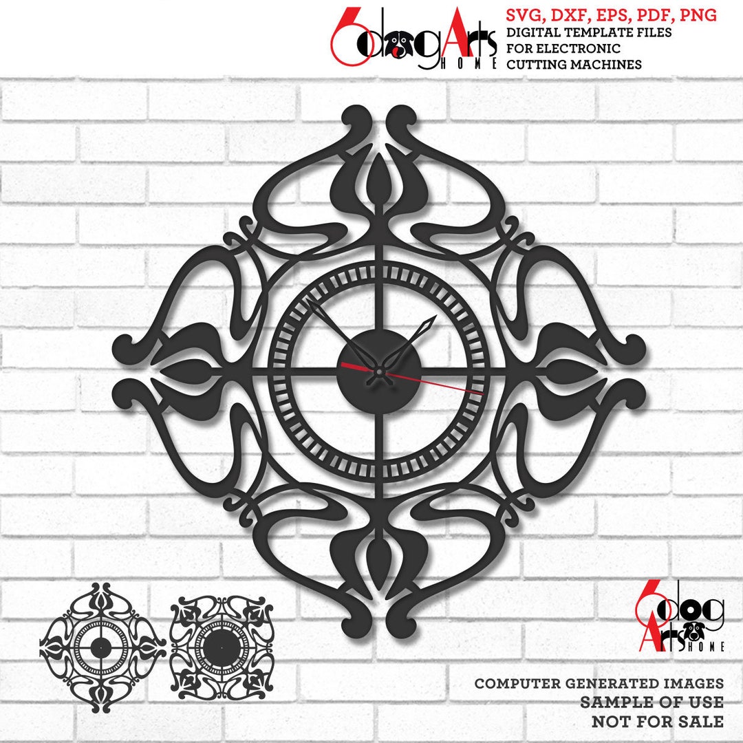 2 Wall Clock Filigree Templates Digital Cut Files Svg Dxf Pdf Eps Png ...