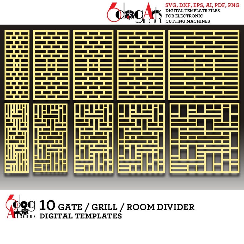 10 Gate / Partition SVG / DXF Bundle Digital Template Files Download ...